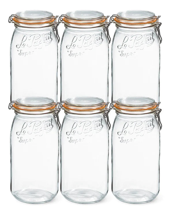 Le Parfait Super Preserve Clip Top Glass Storage Jars 3.0L Pack 6 ...