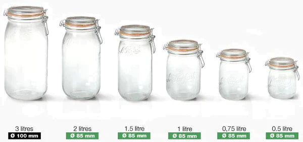Le Parfait Super Preserve Clip Top Glass Storage Jars 2.0L Pack 6 ...